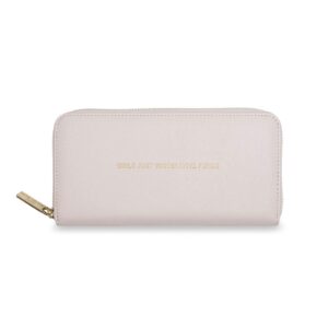 katie loxton girls just wanna have funds on pale pink womens vegan leather full zip wallet purse