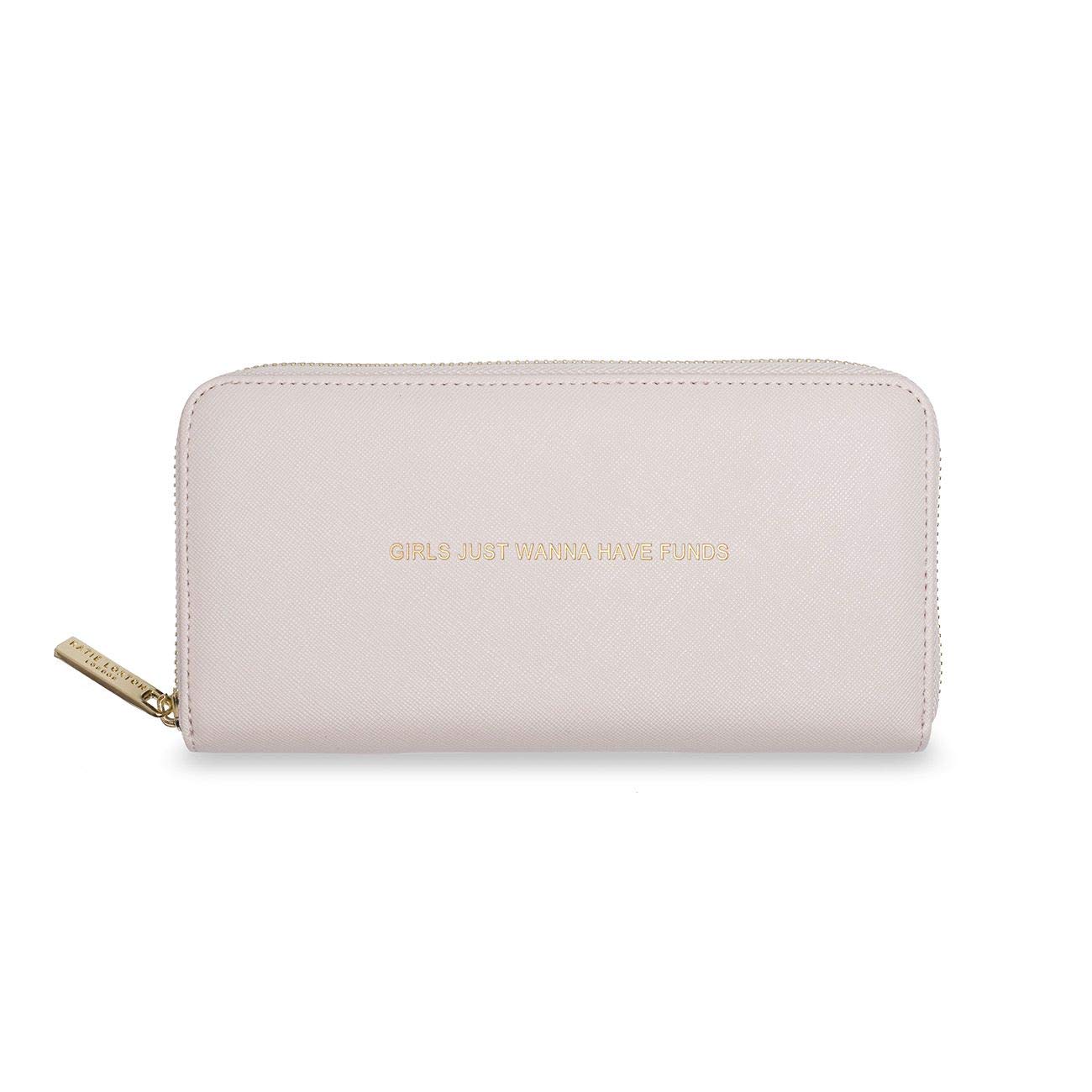 KATIE LOXTON Girls Just Wanna Have Funds on Pale Pink Womens Vegan Leather Full Zip Wallet Purse