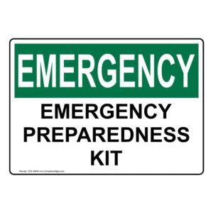 compliancesigns.com emergency emergency preparedness kit osha label decal, 5x3.5 inch 4-pack vinyl