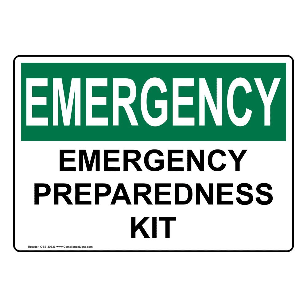 ComplianceSigns.com EMERGENCY Emergency Preparedness Kit OSHA Label Decal, 5x3.5 inch 4-Pack Vinyl