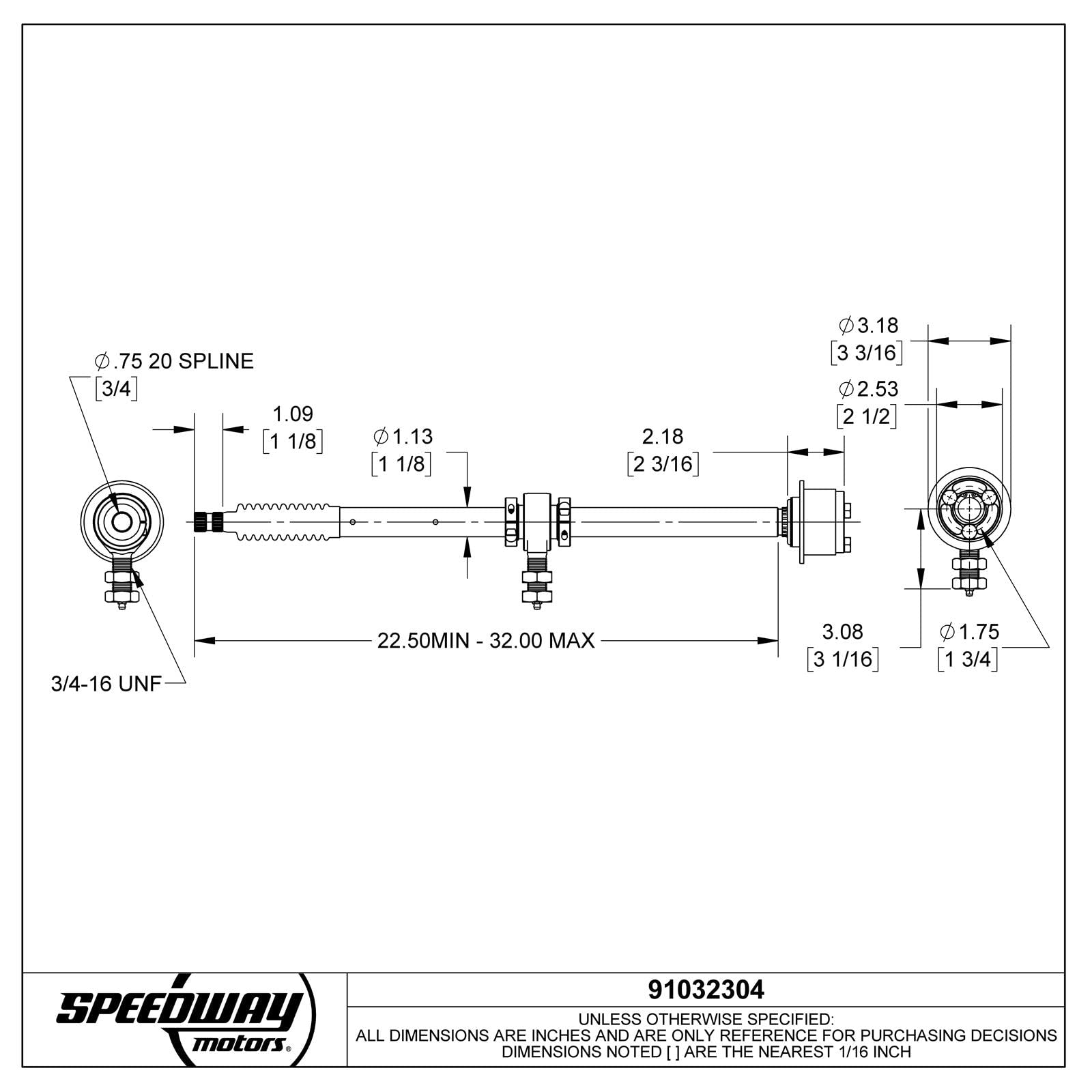 Collapsible Steering Column, 22.5-32 Inch Length, 3/4-20 Spline, Quick Release Hub, Universal Fit, Safer Design with 9.5" Movement Range for Enhanced Safety