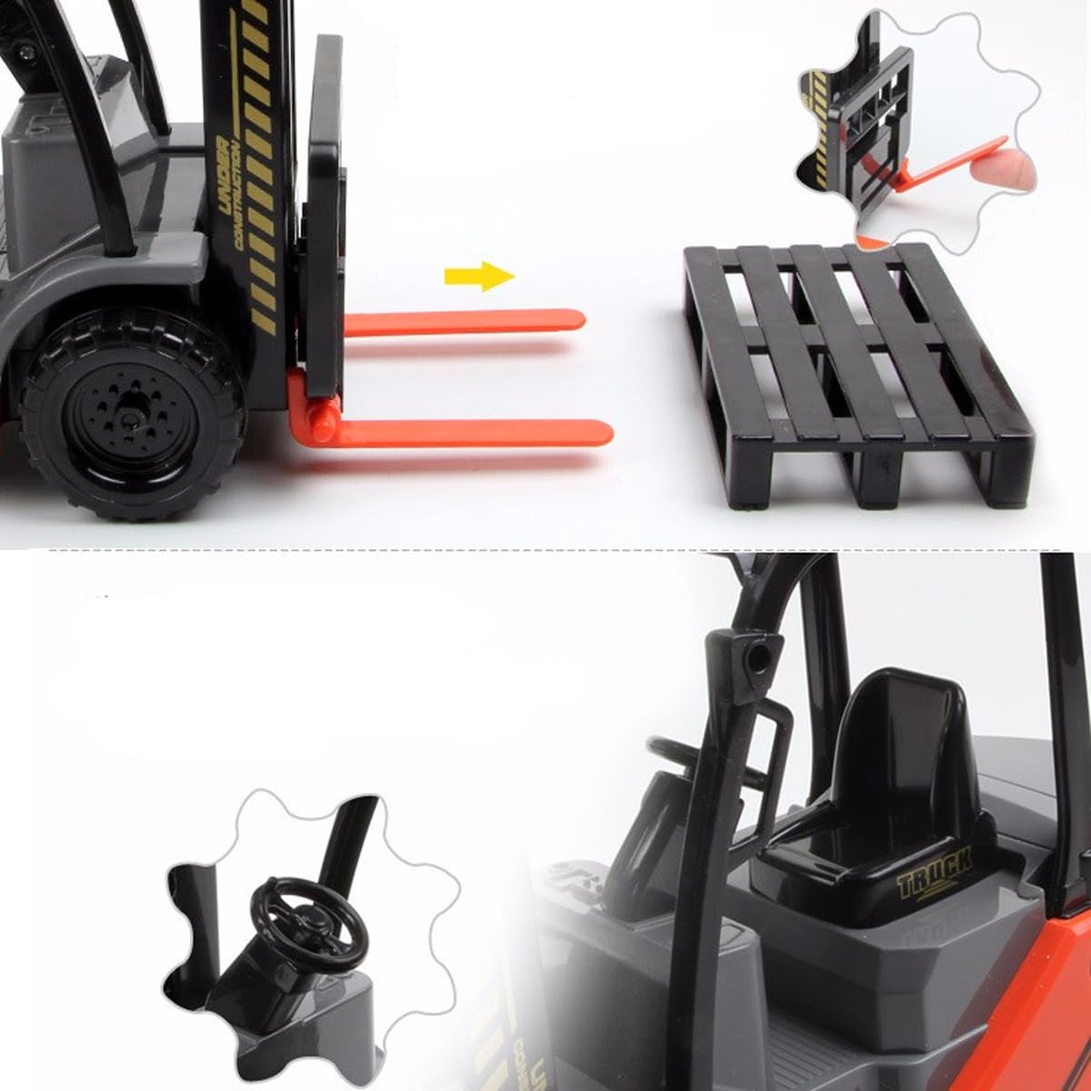 Liberty Imports Toy Forklift Truck with Pallet & Cargo - 1:22 Scale Friction Powered Wheels & Manual Lifting Control - Warehouse Lifting Vehicle for Kids Play