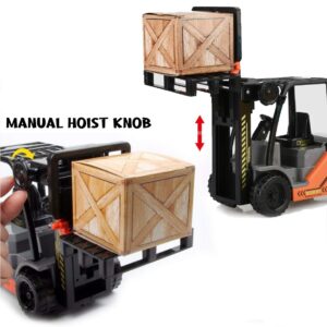 Liberty Imports Toy Forklift Truck with Pallet & Cargo - 1:22 Scale Friction Powered Wheels & Manual Lifting Control - Warehouse Lifting Vehicle for Kids Play