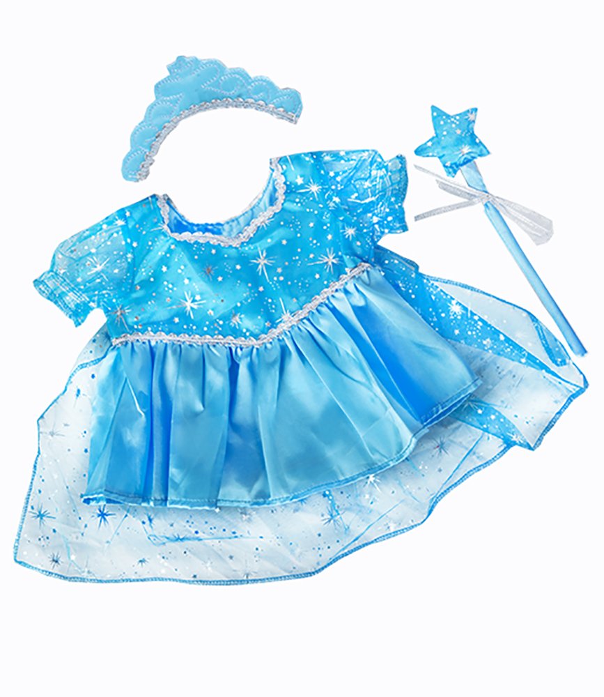 Blue Snow Princess Gown Teddy Bear Clothes Fits Most 14"-18" Build-a-Bear and Make Your Own Stuffed Animals