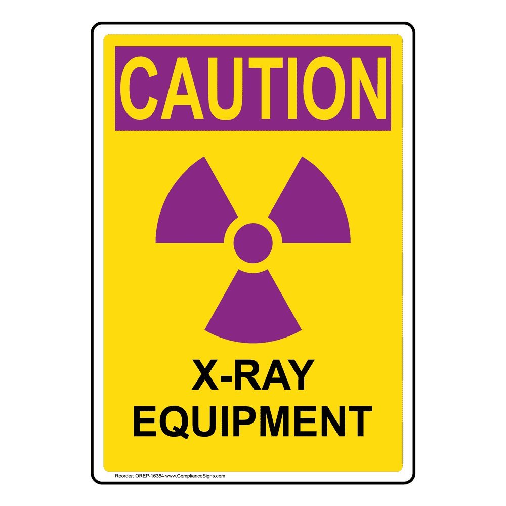 ComplianceSigns.com Vertical Radiation Caution X-Ray Equipment OSHA Safety Label Decal, 5x3.5 in. Vinyl 4-Pack for Medical Facility Hazmat