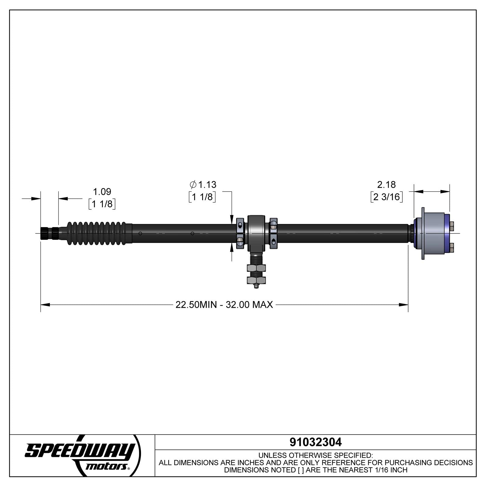 Collapsible Steering Column, 22.5-32 Inch Length, 3/4-20 Spline, Quick Release Hub, Universal Fit, Safer Design with 9.5" Movement Range for Enhanced Safety