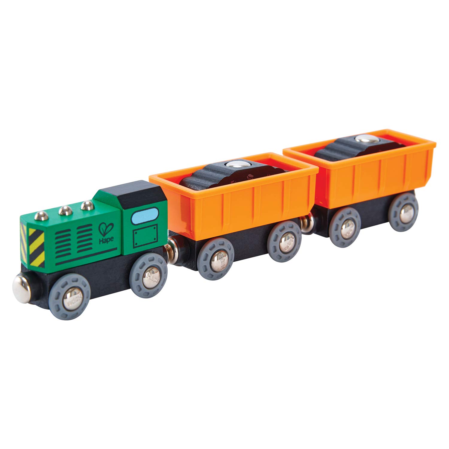 Hape Railway Diesel Freight Train| Freight Wagons with Loads Magnetic Connection Train for Kids