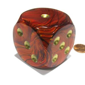 Scarab 50mm Huge Large D6 Chessex Dice, 1 Piece - Scarlet with Gold Pips by Chessex