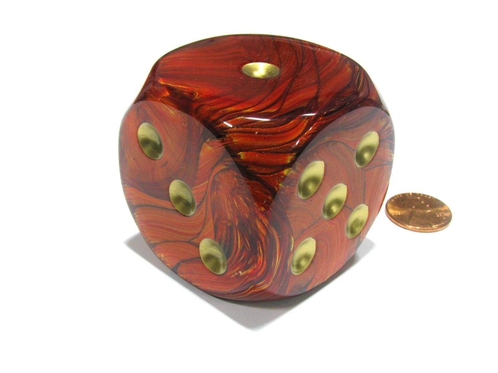 Scarab 50mm Huge Large D6 Chessex Dice, 1 Piece - Scarlet with Gold Pips by Chessex