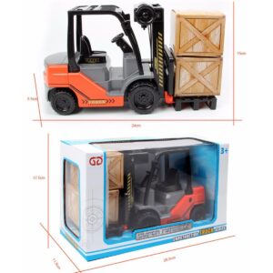 Liberty Imports Toy Forklift Truck with Pallet & Cargo - 1:22 Scale Friction Powered Wheels & Manual Lifting Control - Warehouse Lifting Vehicle for Kids Play