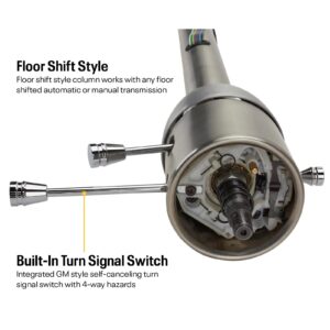 Universal GM 33-Inch Tilt Steering Column, Floor Shift, 5-Position Adjustable, Compatible with OE & Aftermarket Harnesses, 1969-1994 GM Specs, Includes Chrome Levers, Raw