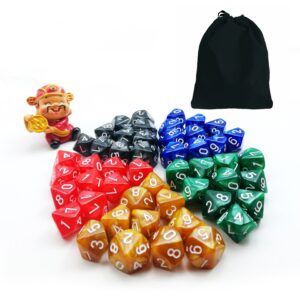 50pcs assorted d10 pack, 5x10pcs 10 sides dice marble polyhedral dice d10 set