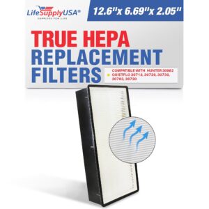 lifesupplyusa true hepa filter replacement compatible with hunter 30962 quietflo 30713 30729 30730 30763 36730 air purifier