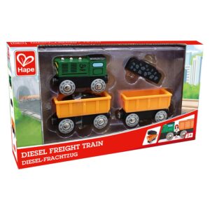 Hape Railway Diesel Freight Train| Freight Wagons with Loads Magnetic Connection Train for Kids