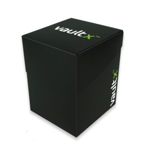 Vault X ® Deck Box and 150 Black Card Sleeves - Large Size for 120-130 Sleeved Cards - PVC Free Card Holder for TCG (Black)