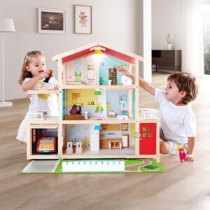 Hape Doll Family Mansion| Award Winning 10 Bedroom Doll House, Wooden Play Mansion with Accessories for Ages 3+ Years