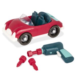 battat – toddler construction toys – developmental toy vehicle kit – sports car building set – screwdriver and tools – 3 years + – take-apart roadster , red