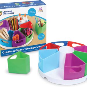 Learning Resources Create a Space Storage Center - 10 Piece set Art/Desk Organizer for Kids, Crayon/Homeschool Organizers and Storage