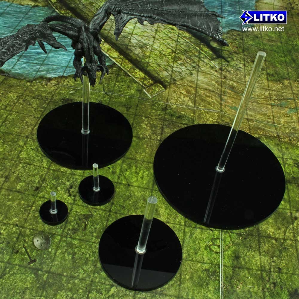 LITKO RPG Round Flight Stands | Role Playing Games | Compatible with Dungeons and Dragons | Compatible with Pathfinder | Circular Black Base (3-inch Huge)