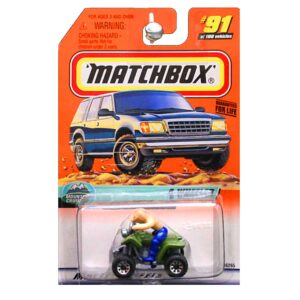 matchbox 1999 mountain cruisers 4-wheeler atv quad with rider green #91