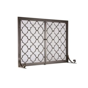 plow & hearth 66a35-pwt small geometric screen with doors, 38''w x 31, pewter