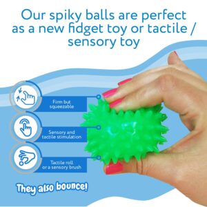 [5 Pack] Spiky Sensory Balls - Squeezy and Bouncy Fidget Toys - Sensory Toys – No BPA Phthalates Latex – School and Special Education Supply