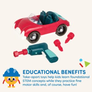 Battat – Toddler Construction Toys – Developmental Toy Vehicle Kit – Sports Car Building Set – Screwdriver And Tools – 3 Years + – Take-Apart Roadster , Red