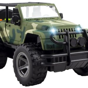 WolVolk Off-Road Military Fighter Car Toy - Friction Powered Toy Vehicle with Fun Lights & Sounds - 2 Doors Open - Great Gift for All Occasions for Kids Boys & Girl