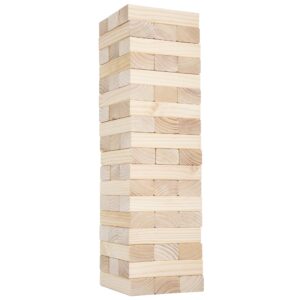 Hey! Play! Classic Giant Wooden Blocks Tower Stacking Game, Outdoors Yard Game, for Adults, Kids, Boys and Girls , Brown