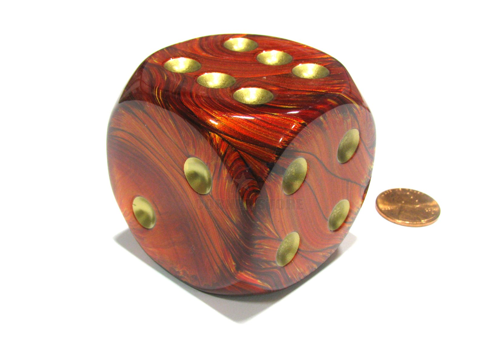 Scarab 50mm Huge Large D6 Chessex Dice, 1 Piece - Scarlet with Gold Pips by Chessex