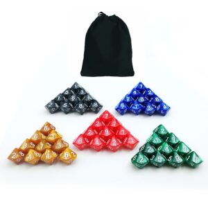 50pcs Assorted D10 Pack, 5X10pcs 10 Sides Dice Marble Polyhedral Dice D10 Set