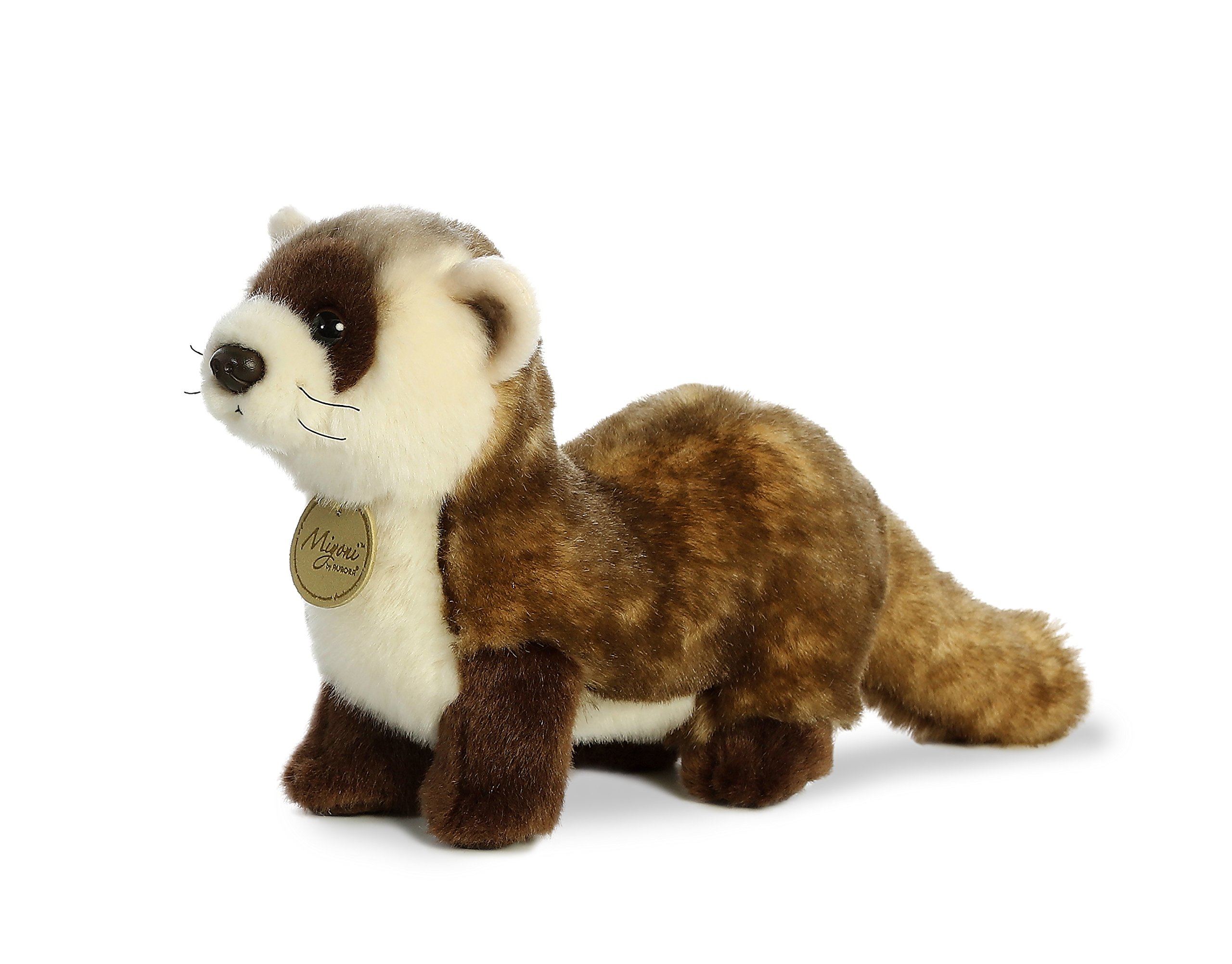 Aurora® Realistic Miyoni® Black Footed Ferret Stuffed Animal - Lifelike Detail - Cherished Companionship - Brown 10.5 Inches