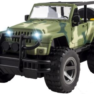 WolVolk Off-Road Military Fighter Car Toy - Friction Powered Toy Vehicle with Fun Lights & Sounds - 2 Doors Open - Great Gift for All Occasions for Kids Boys & Girl