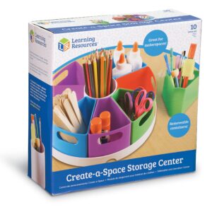 Learning Resources Create a Space Storage Center - 10 Piece set Art/Desk Organizer for Kids, Crayon/Homeschool Organizers and Storage