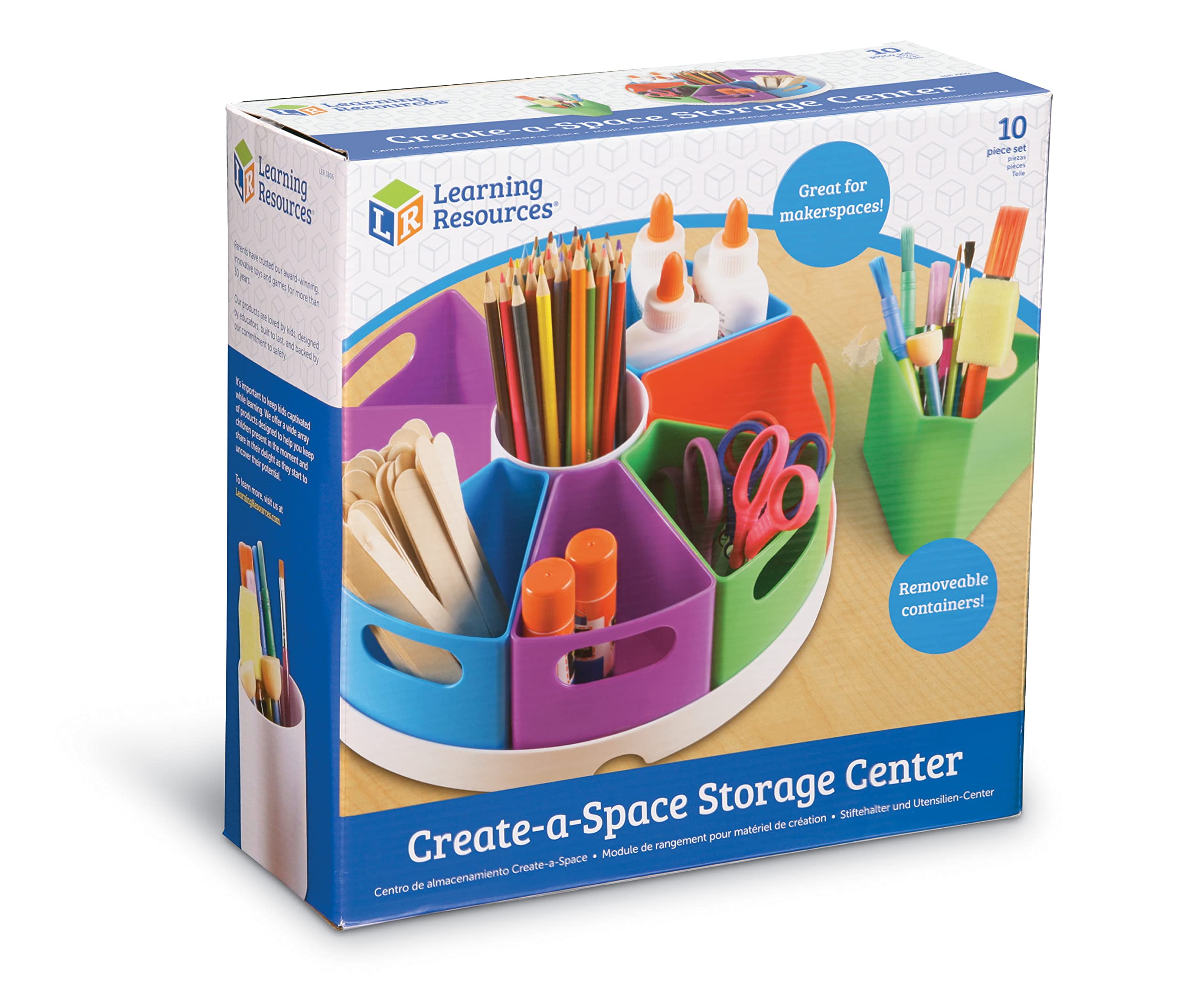 Learning Resources Create a Space Storage Center - 10 Piece set Art/Desk Organizer for Kids, Crayon/Homeschool Organizers and Storage