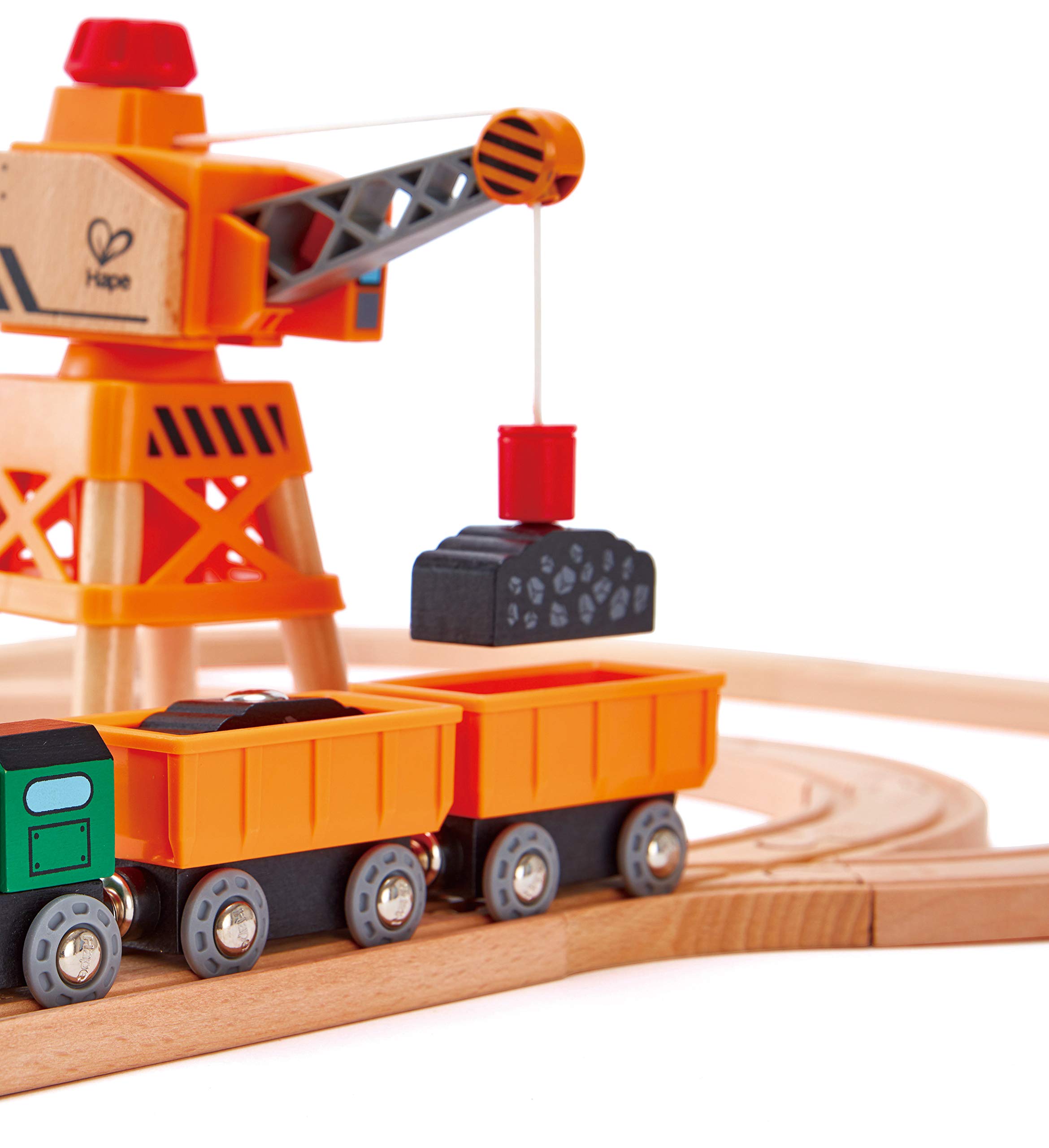 Hape Railway Diesel Freight Train| Freight Wagons with Loads Magnetic Connection Train for Kids