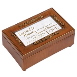 cottage garden treasured memories love feather wood finish petite rose jewelry music box plays amazing grace