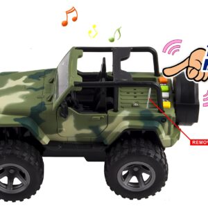 WolVolk Off-Road Military Fighter Car Toy - Friction Powered Toy Vehicle with Fun Lights & Sounds - 2 Doors Open - Great Gift for All Occasions for Kids Boys & Girl