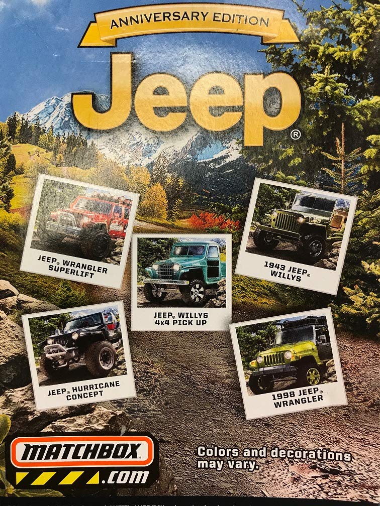 Matchbox Anniversary Edition Jeep 5-Pack, Multicolor