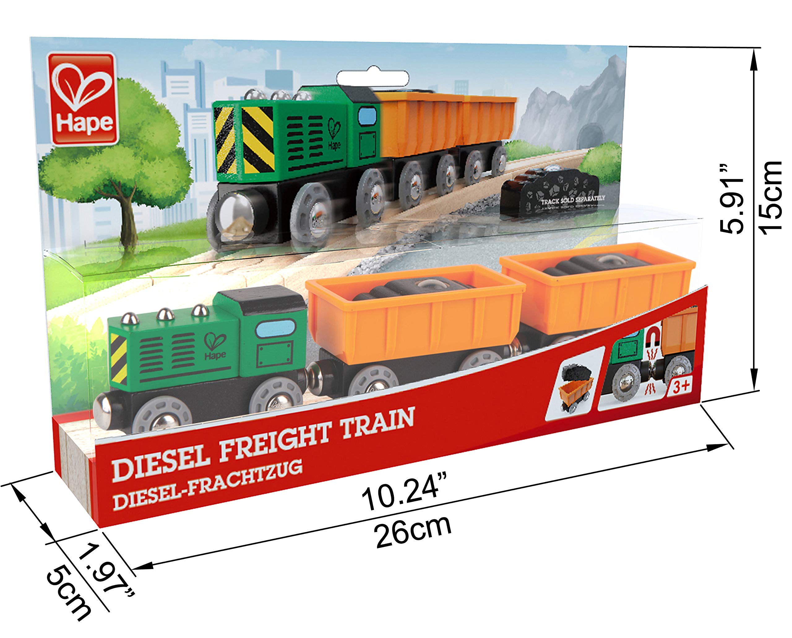 Hape Railway Diesel Freight Train| Freight Wagons with Loads Magnetic Connection Train for Kids