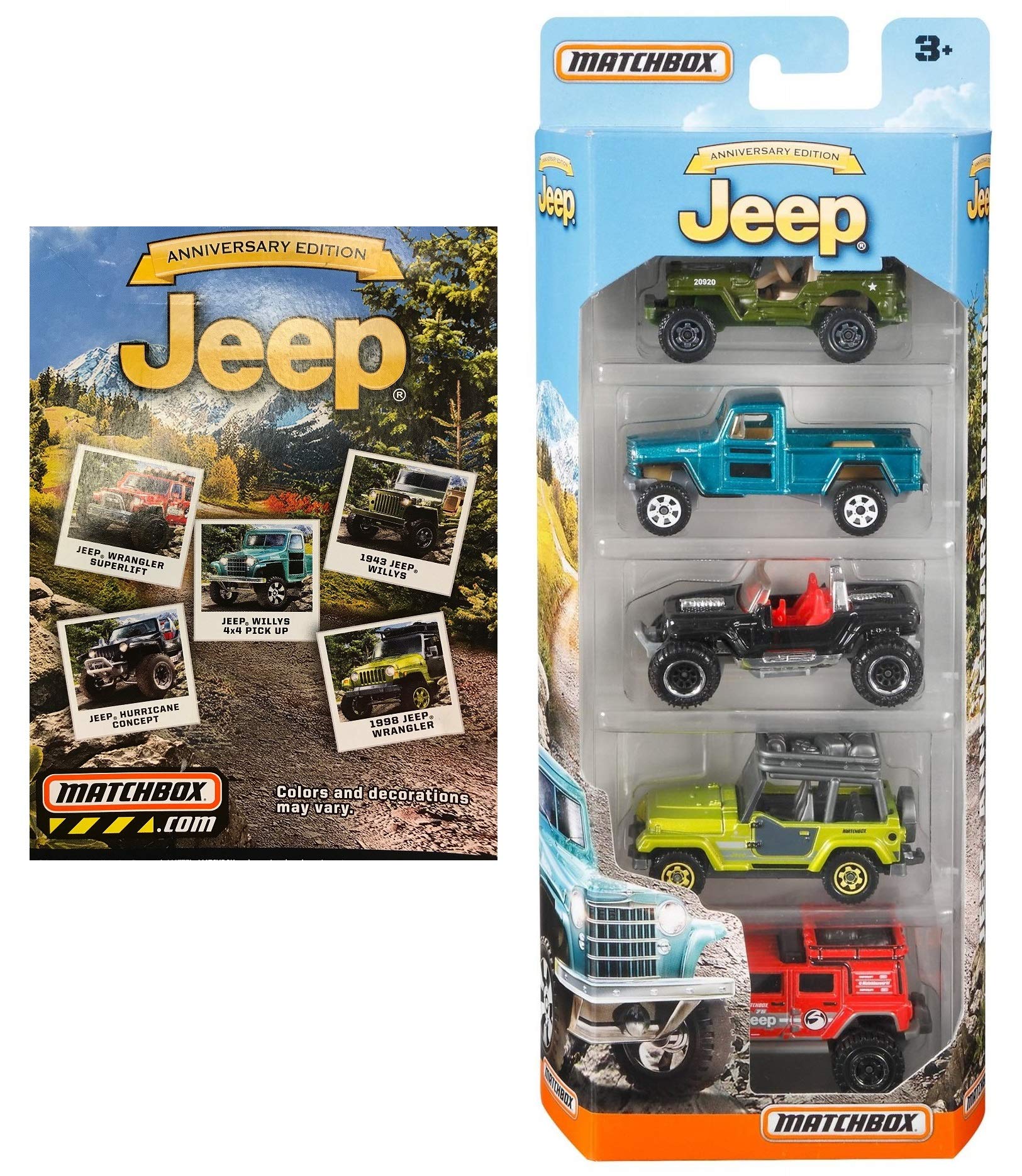 Matchbox Anniversary Edition Jeep 5-Pack, Multicolor