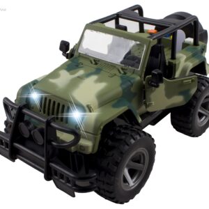 WolVolk Off-Road Military Fighter Car Toy - Friction Powered Toy Vehicle with Fun Lights & Sounds - 2 Doors Open - Great Gift for All Occasions for Kids Boys & Girl