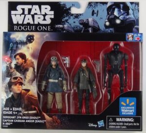 star wars: rogue one, exclusive action figure set (sergeant jyn erso, captain cassian andor and k-2so), 3.75 inches