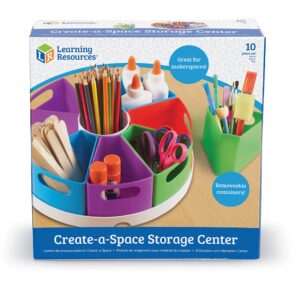 Learning Resources Create a Space Storage Center - 10 Piece set Art/Desk Organizer for Kids, Crayon/Homeschool Organizers and Storage