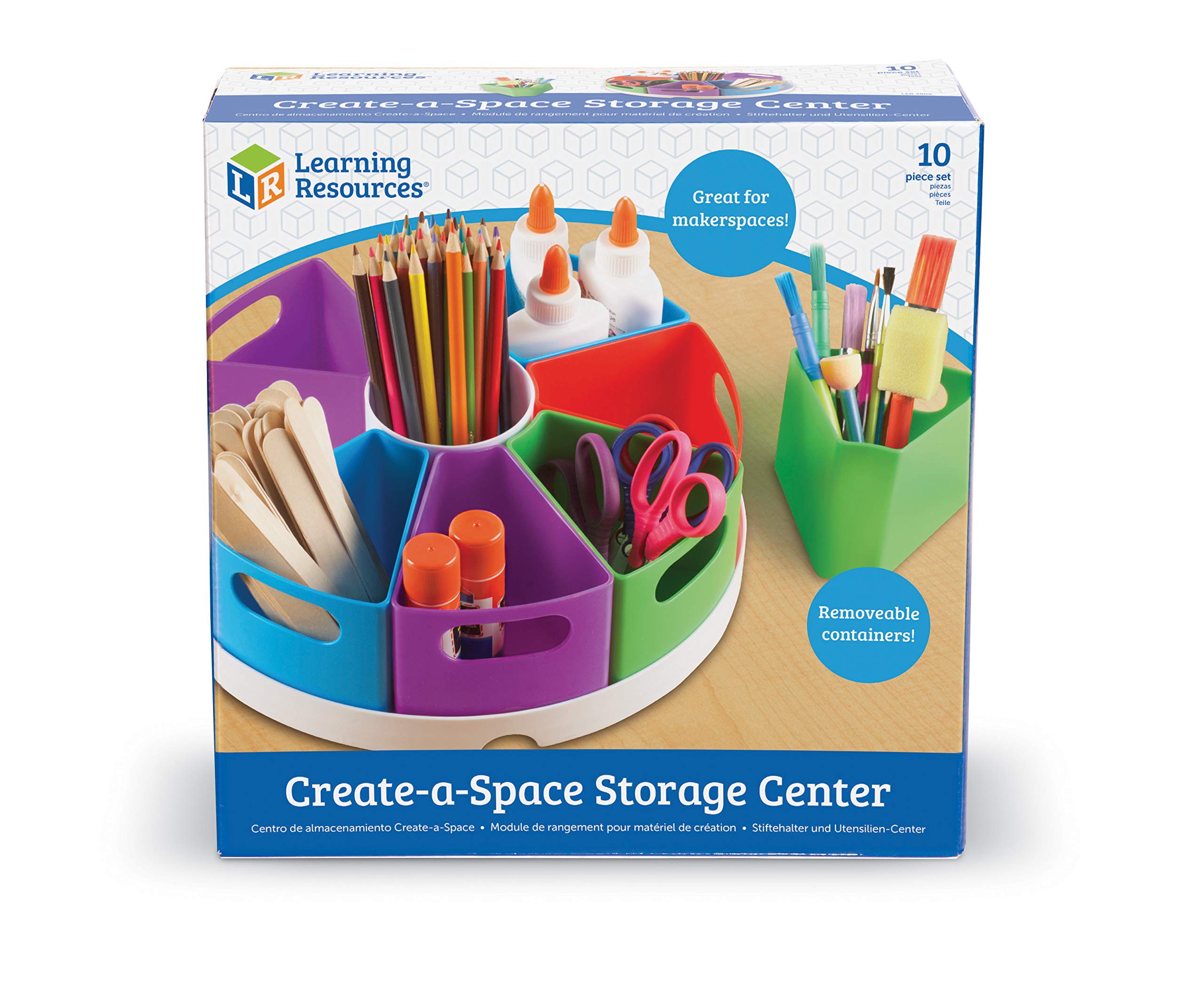 Learning Resources Create a Space Storage Center - 10 Piece set Art/Desk Organizer for Kids, Crayon/Homeschool Organizers and Storage