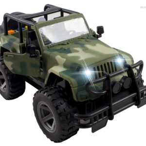 WolVolk Off-Road Military Fighter Car Toy - Friction Powered Toy Vehicle with Fun Lights & Sounds - 2 Doors Open - Great Gift for All Occasions for Kids Boys & Girl