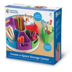 Learning Resources Create a Space Storage Center - 10 Piece set Art/Desk Organizer for Kids, Crayon/Homeschool Organizers and Storage