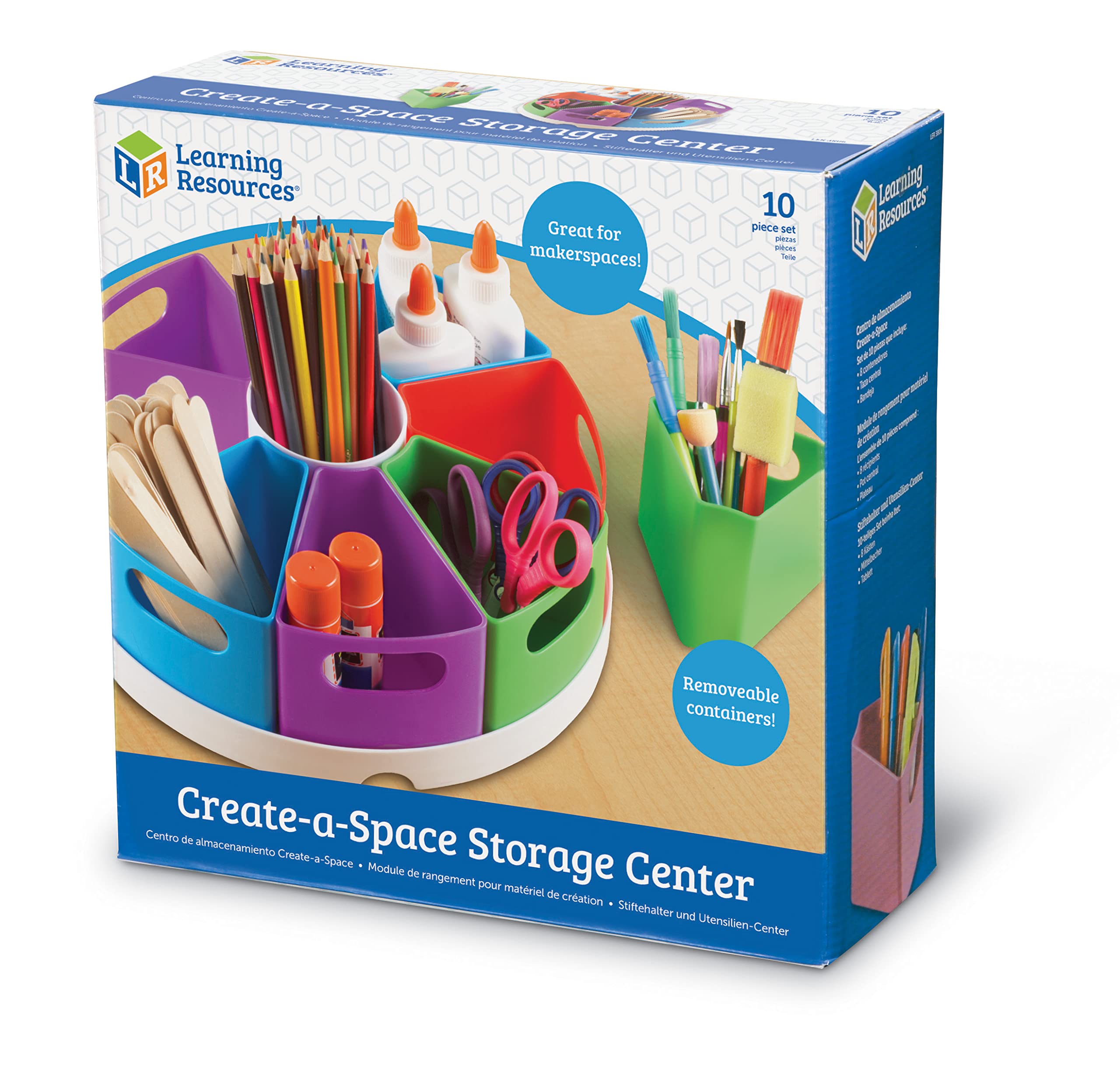 Learning Resources Create a Space Storage Center - 10 Piece set Art/Desk Organizer for Kids, Crayon/Homeschool Organizers and Storage