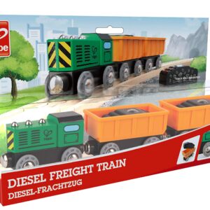 Hape Railway Diesel Freight Train| Freight Wagons with Loads Magnetic Connection Train for Kids