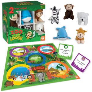 mindware zoo on the loose preschool game - zoo keeper adventure with stuffed animals - ages 4+